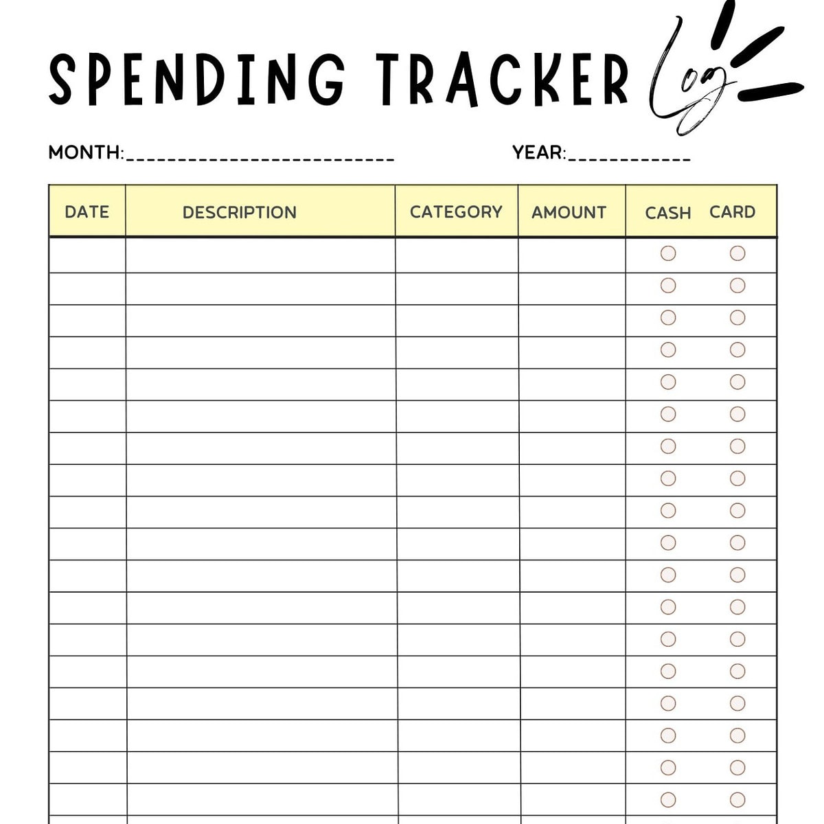 Spending Tracker Log